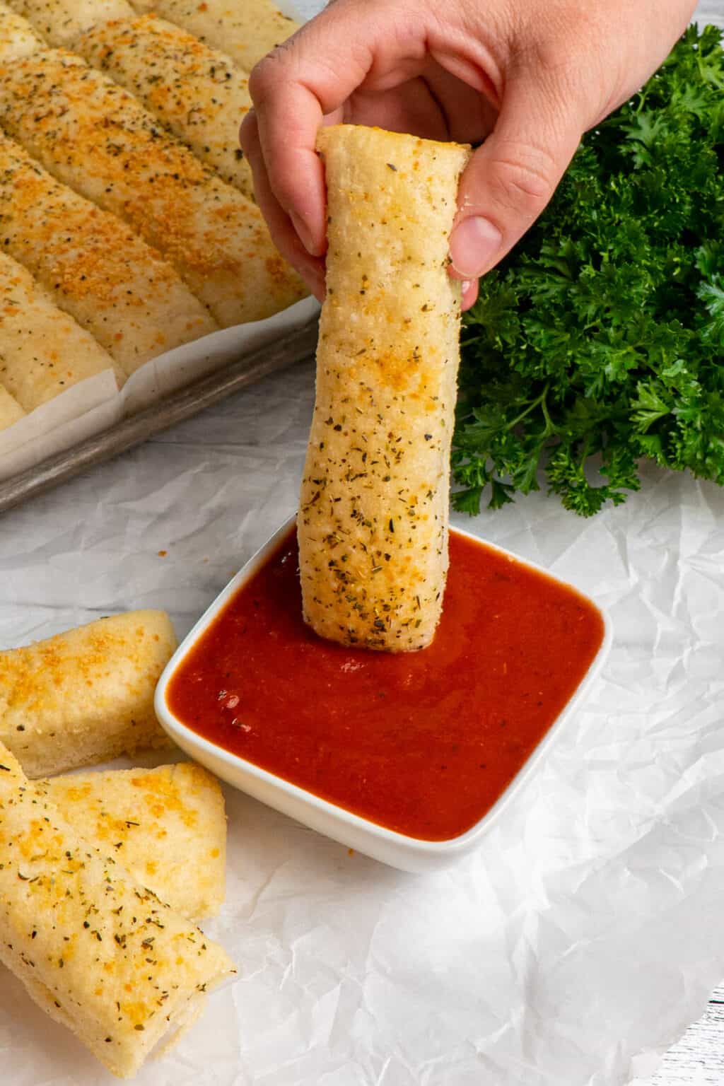 Quick & Easy Sheet Pan Breadsticks - The Cooking Duo