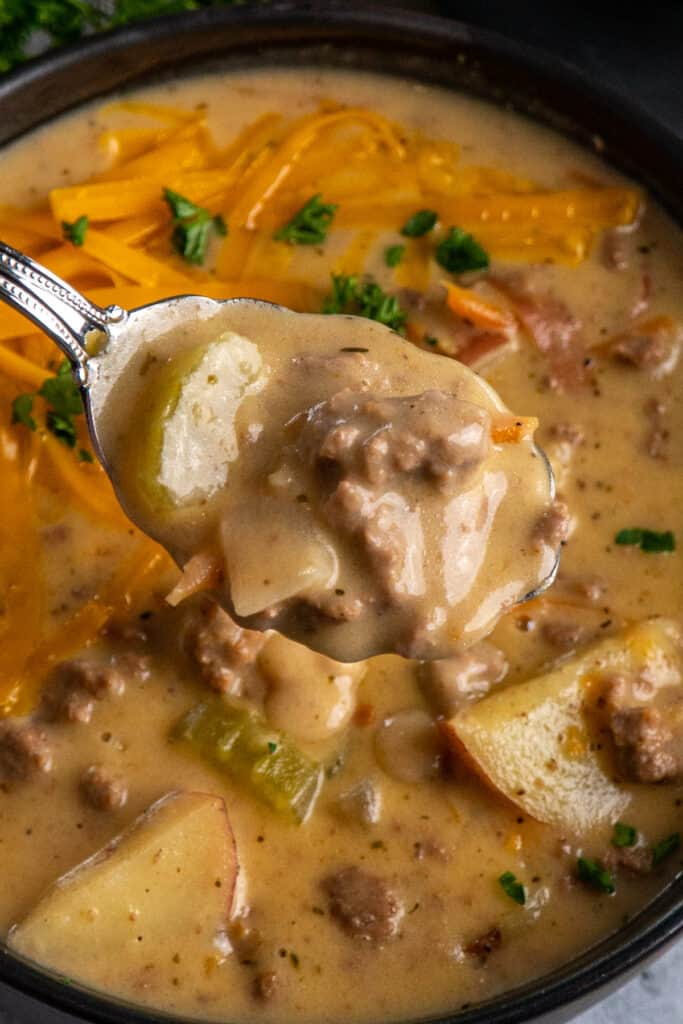Cheeseburger Soup Recipe - The Cooking Duo