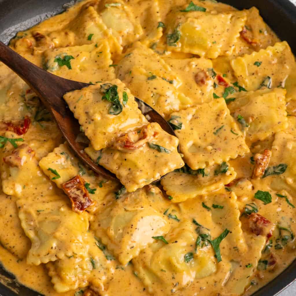 Creamy Tuscan Ravioli - The Cooking Duo