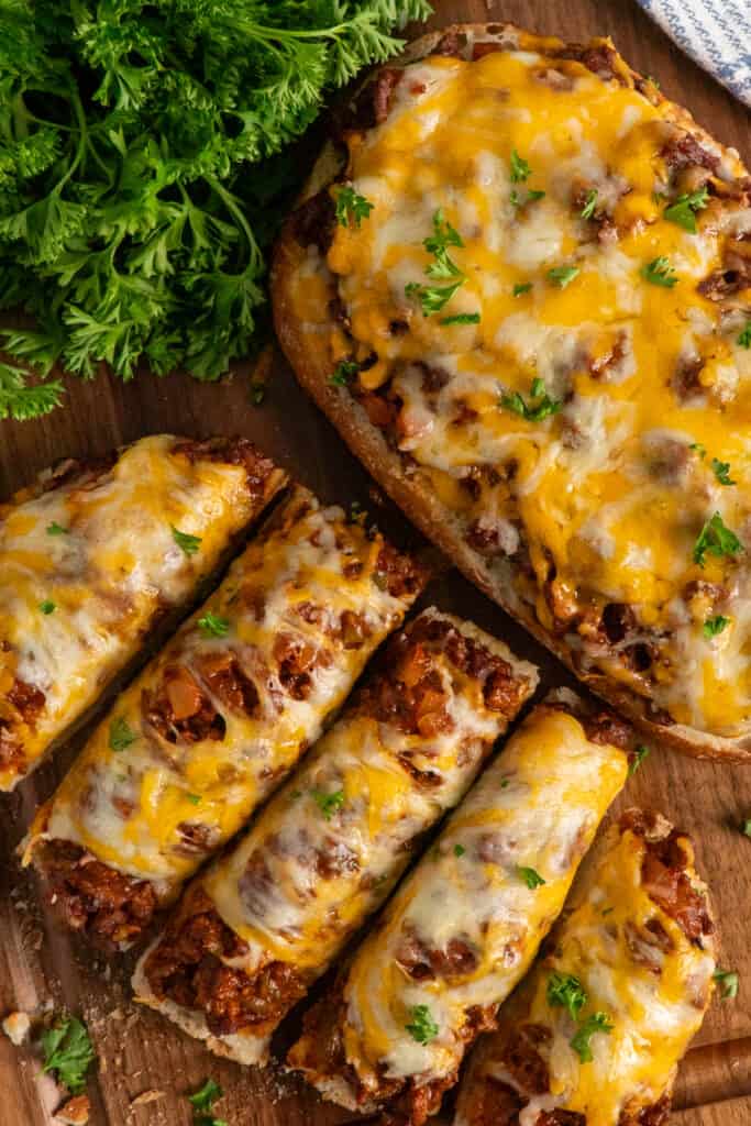 Sloppy Joe Garlic Bread - The Cooking Duo