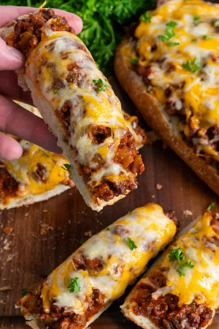 Sloppy Joe Garlic Bread - The Cooking Duo