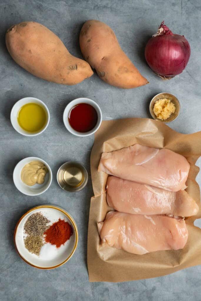 Sheet Pan Chicken and Sweet Potatoes - The Cooking Duo